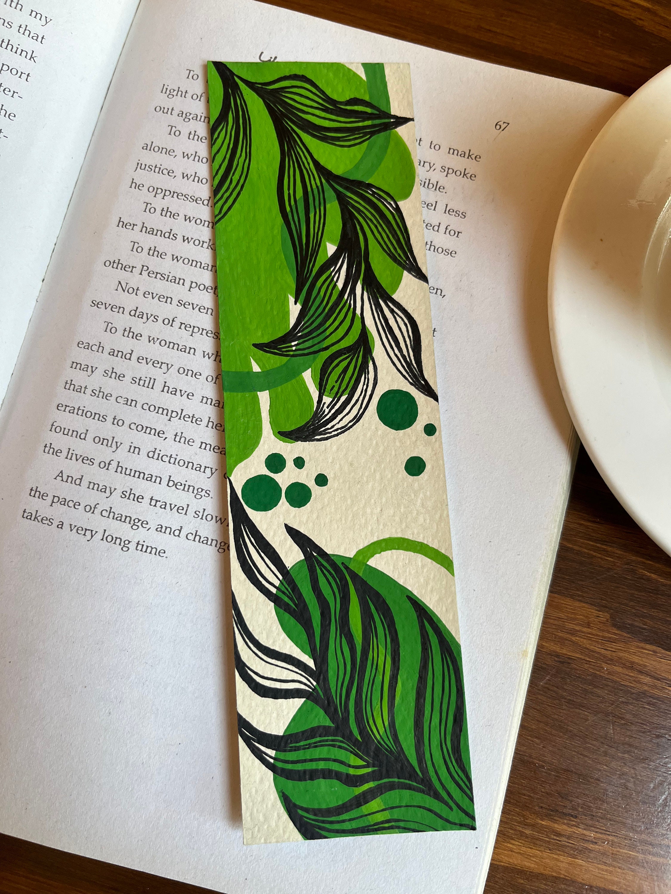 Minimal Green Aesthetic Bookmark Boho Style Bookmark Gift for Book ...