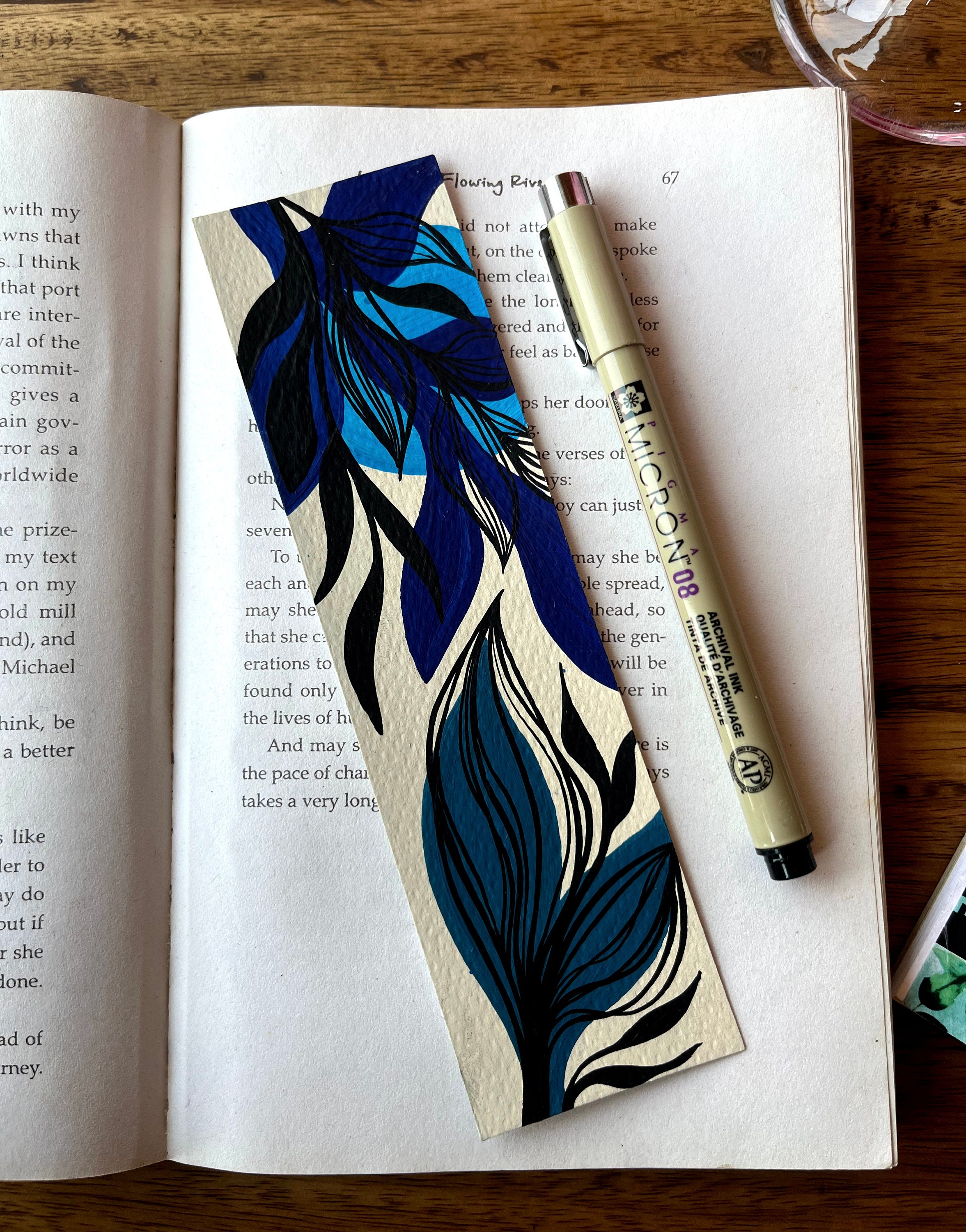 Minimal Boho Blue Aesthetic Bookmark Boho Style Bookmark Gift for Book ...