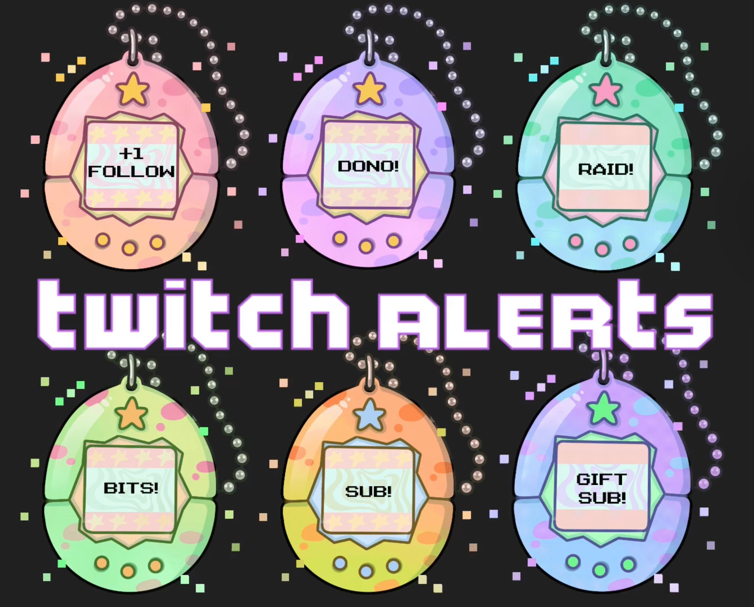 Animated Twitch Alerts Tamagotchi Style Raid Donation Subscriber Follow ...