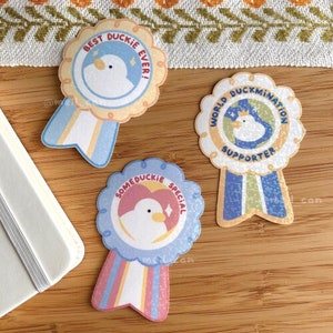 Duckie Medal Ribbons - Duck Holographic Die Cut Sticker - Duck Stickers ...