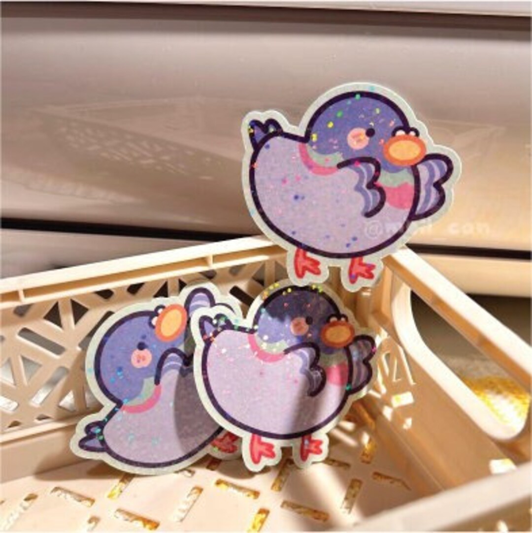 Mini Pigeon Holographic Die Cut Sticker - Animal Stickers, Cute ...