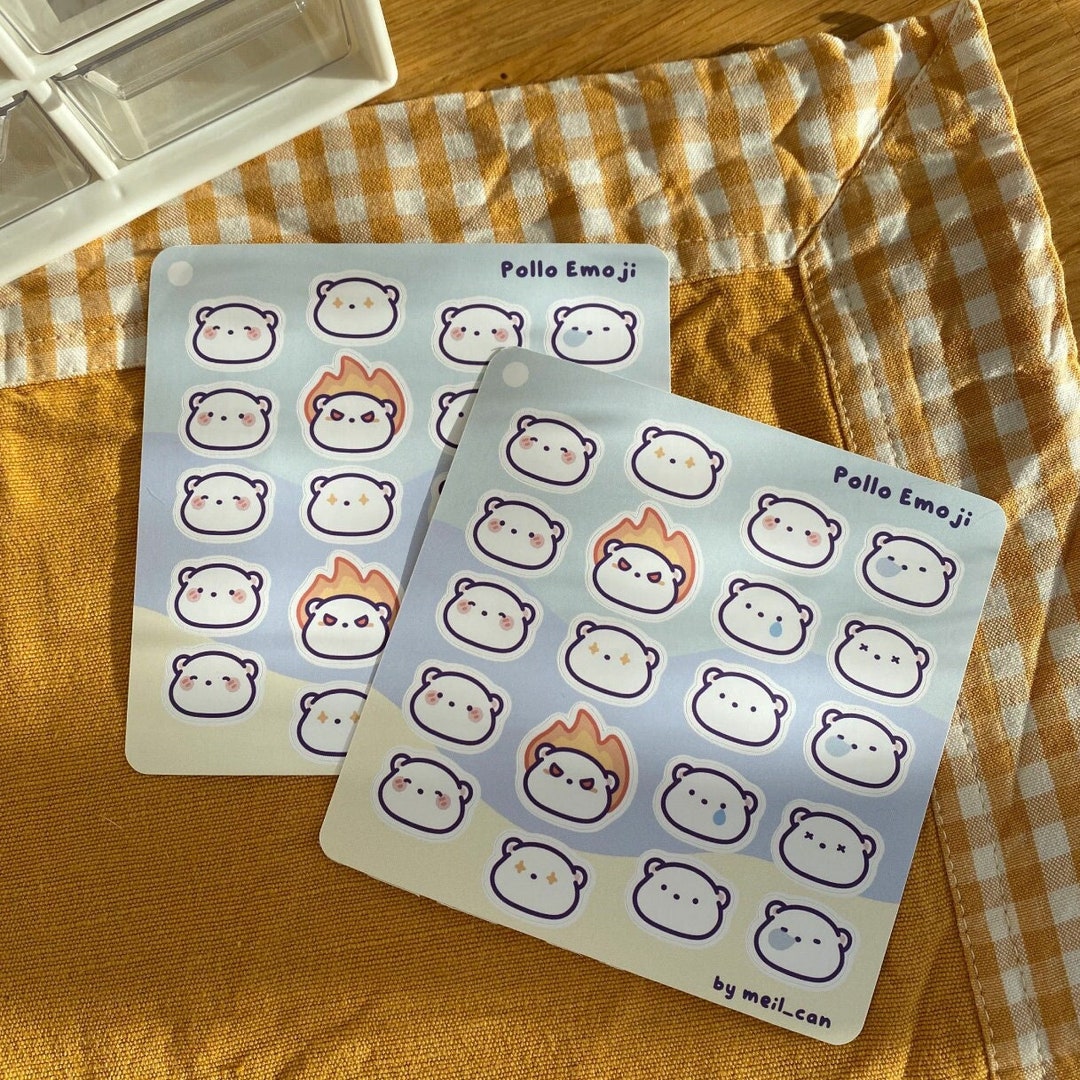Pollo Emoji Sticker Sheet REGULAR Cute Bear Stickers, Cute Stationary ...