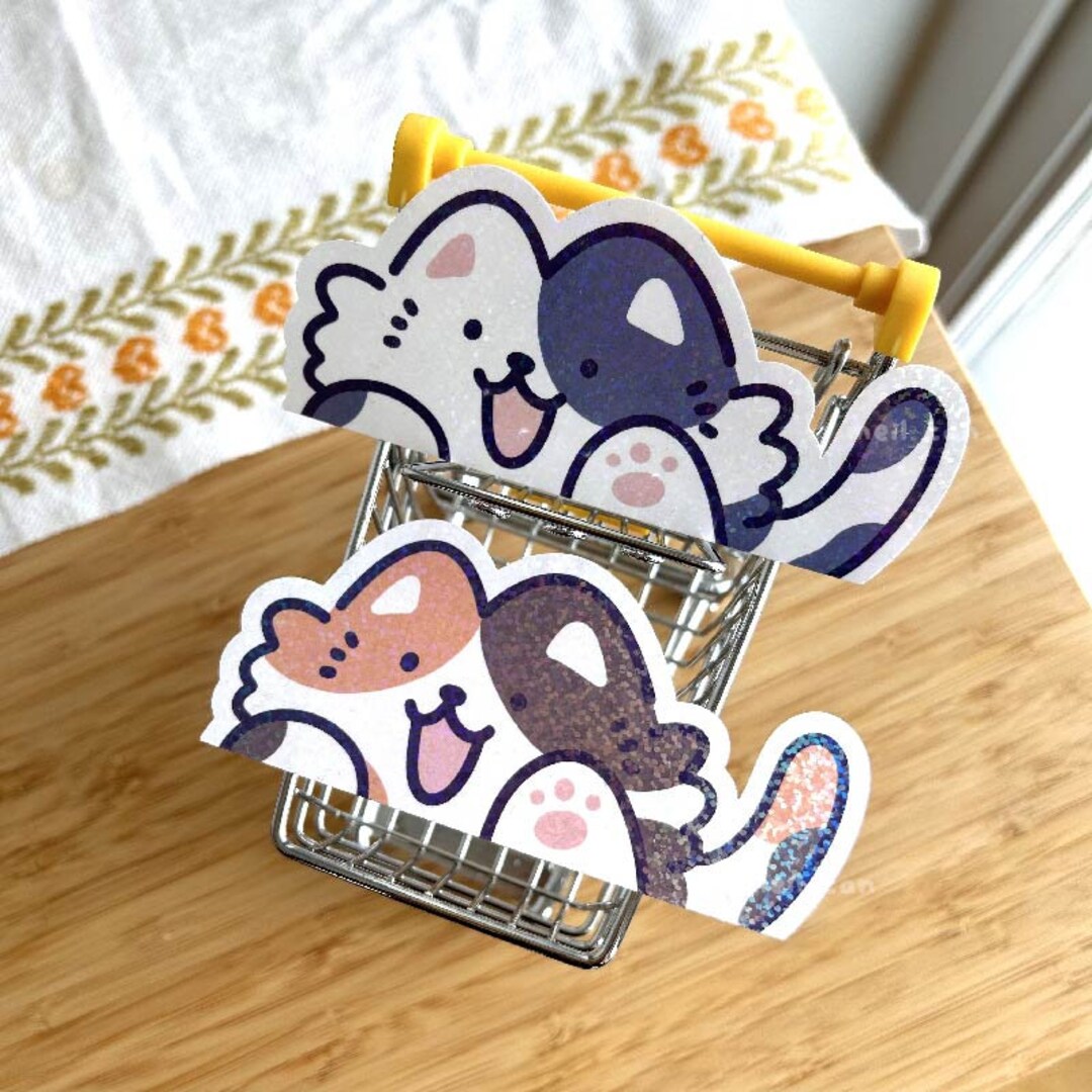 Kitten Saying Hi Cat Car Decal Peeker Sticker | Die Cut Holographic ...