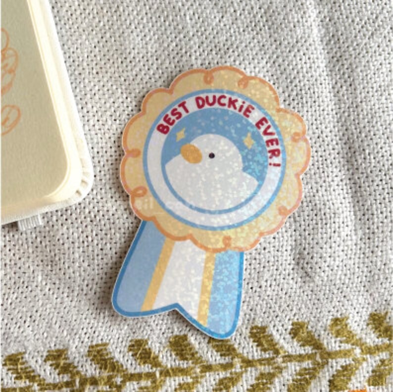 Duckie Medal Ribbons Duck Holographic Die Cut Sticker Duck Stickers ...
