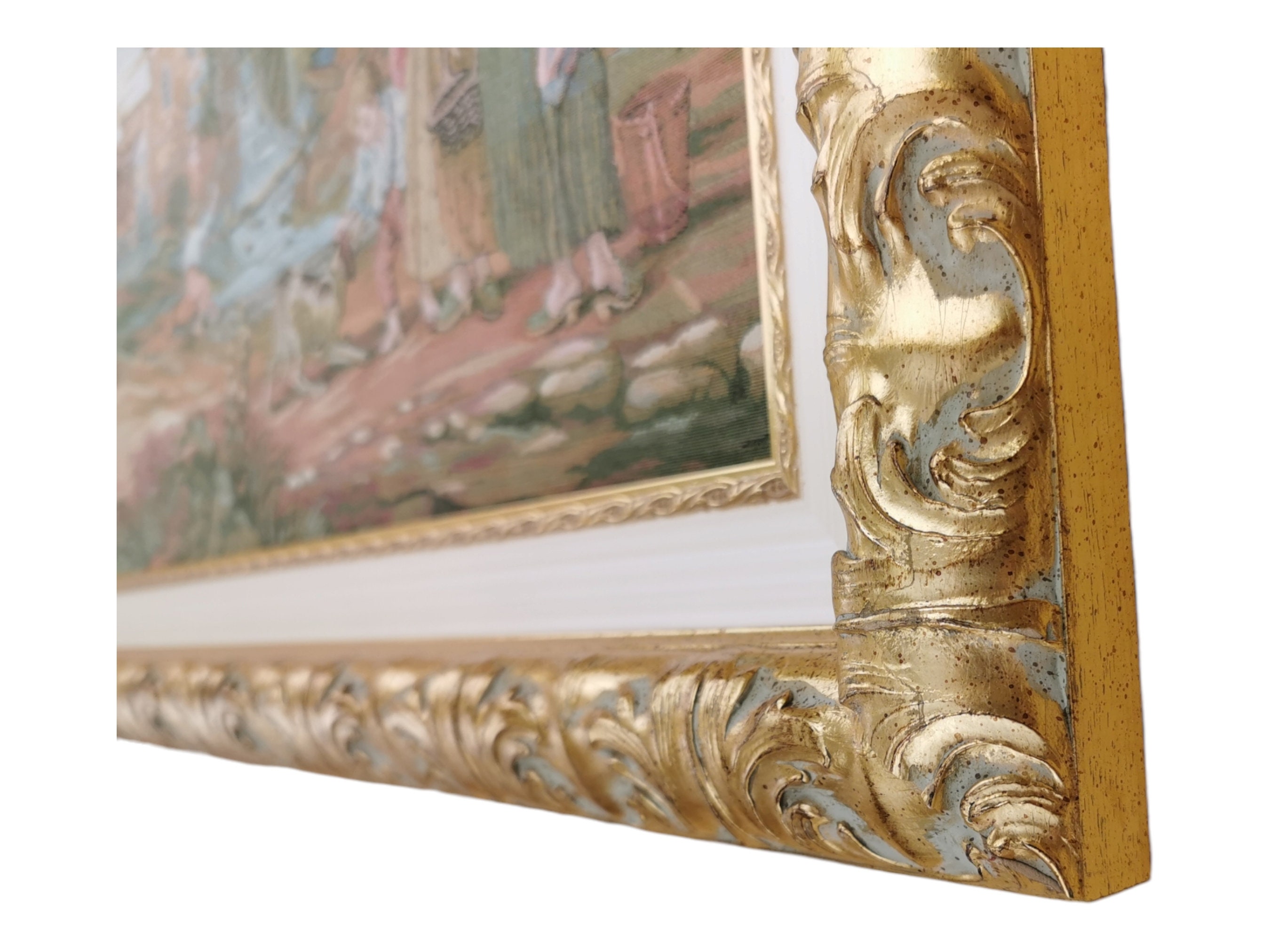 Framed Cotton Tapestry 'family' 'family' Tapestry in Cotton With Gold ...