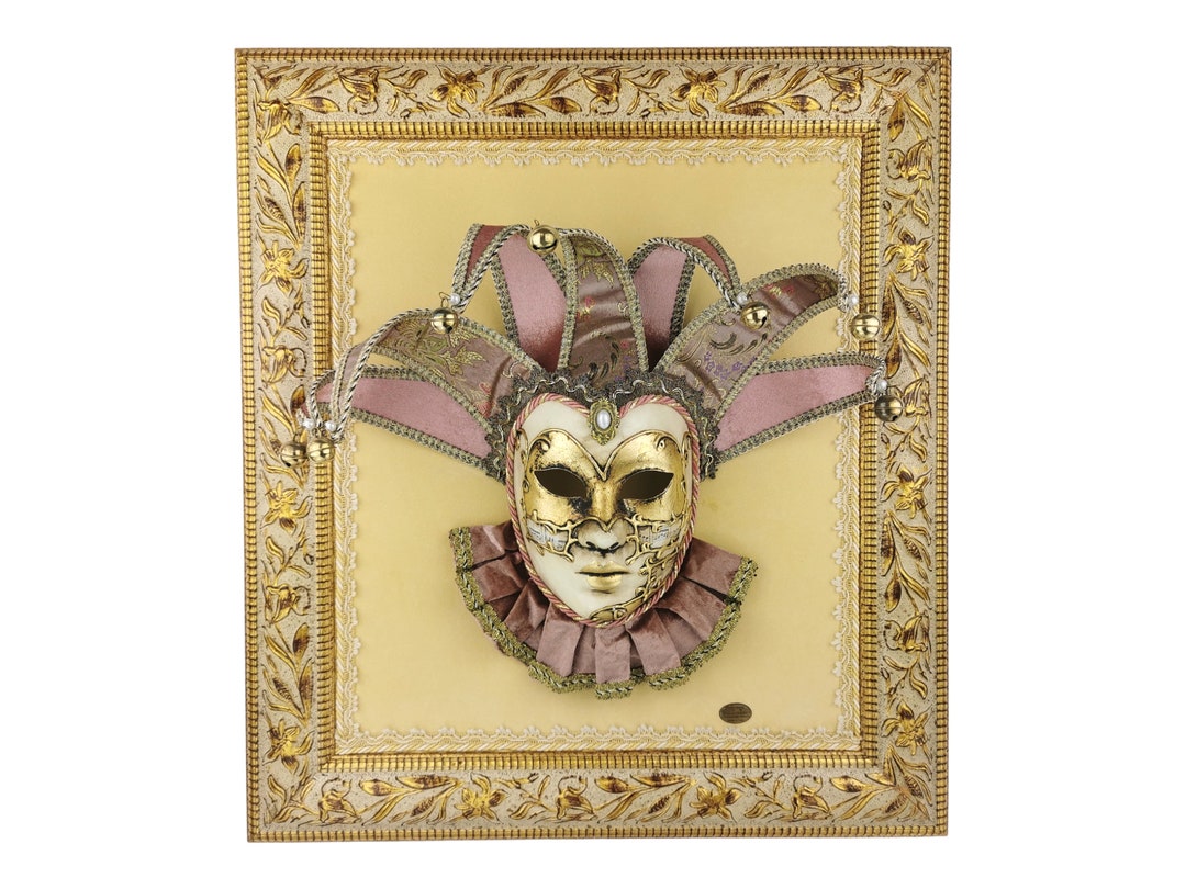 Framed Genuine Venetian Mask - Original Venetian Mask Jolly Rialto With ...