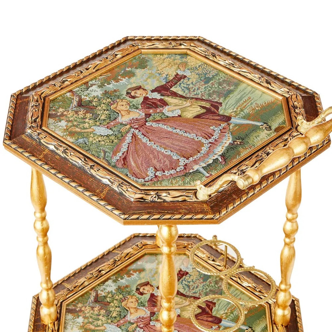 Tea Cart With Antique Gold and Solid Brass Tapestries - Tea Cart Solid ...