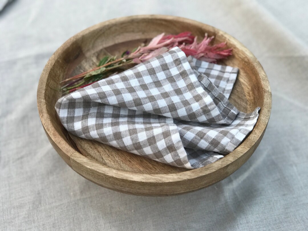 Linen Napkins Bulk Checkered Linen Napkins Table Napkins Reusable Cloth ...