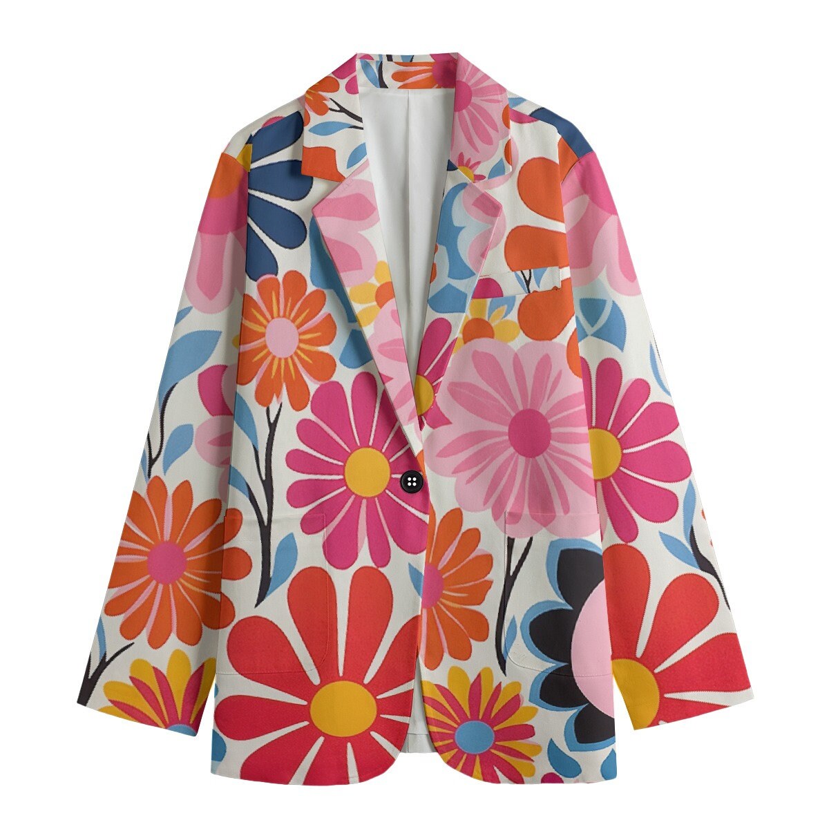 80s Retro Blazer Summer Fun Blazer Floral Women's Leisure Plus Size ...