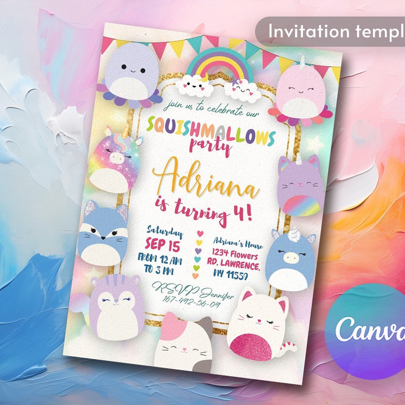 Squishy Party Invitation - Etsy