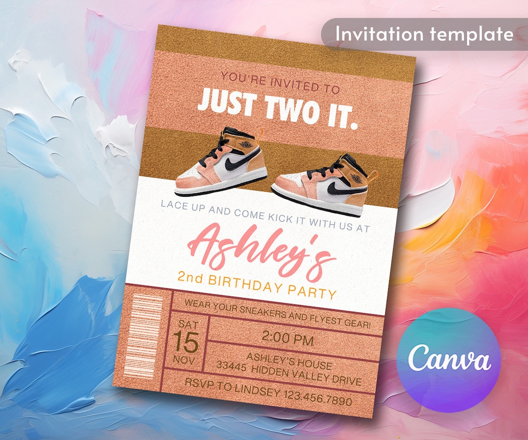 Sneaker Ball Birthday Invite, Printable Birthday Invitation, Editable ...