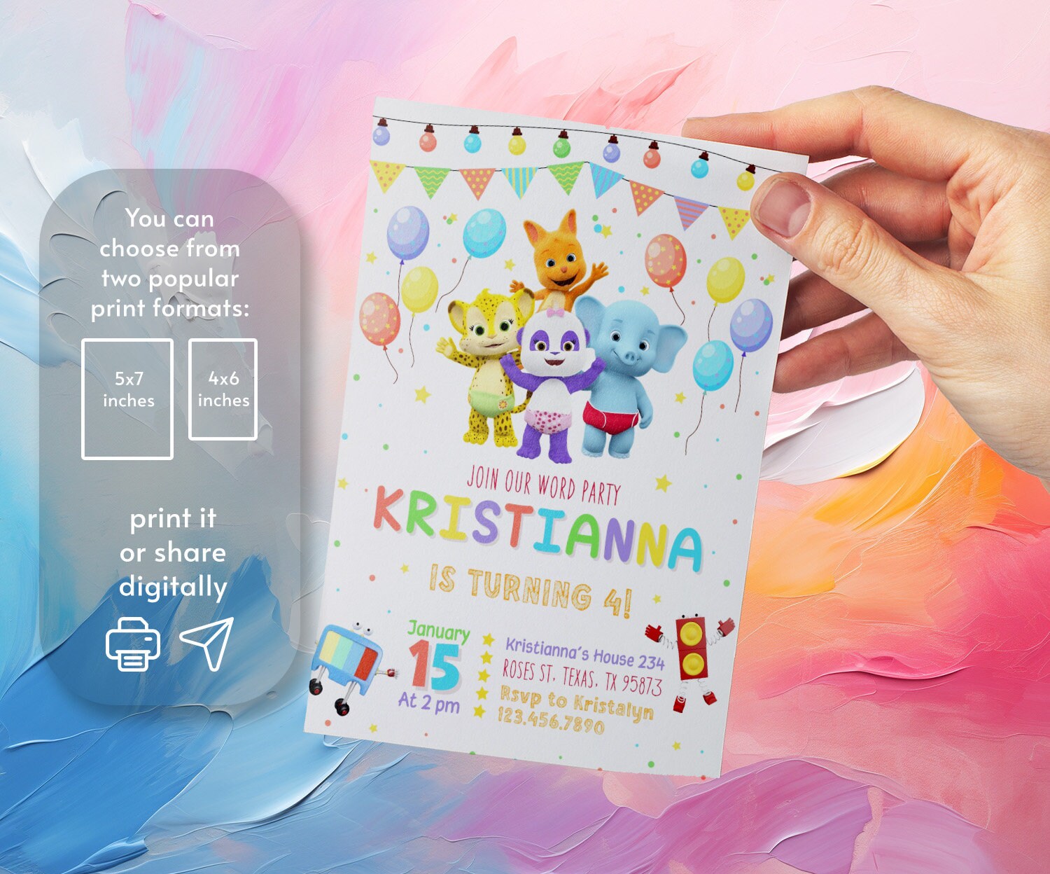 Printable Editable Word Party Invitation, Words Party Birthday Invite ...