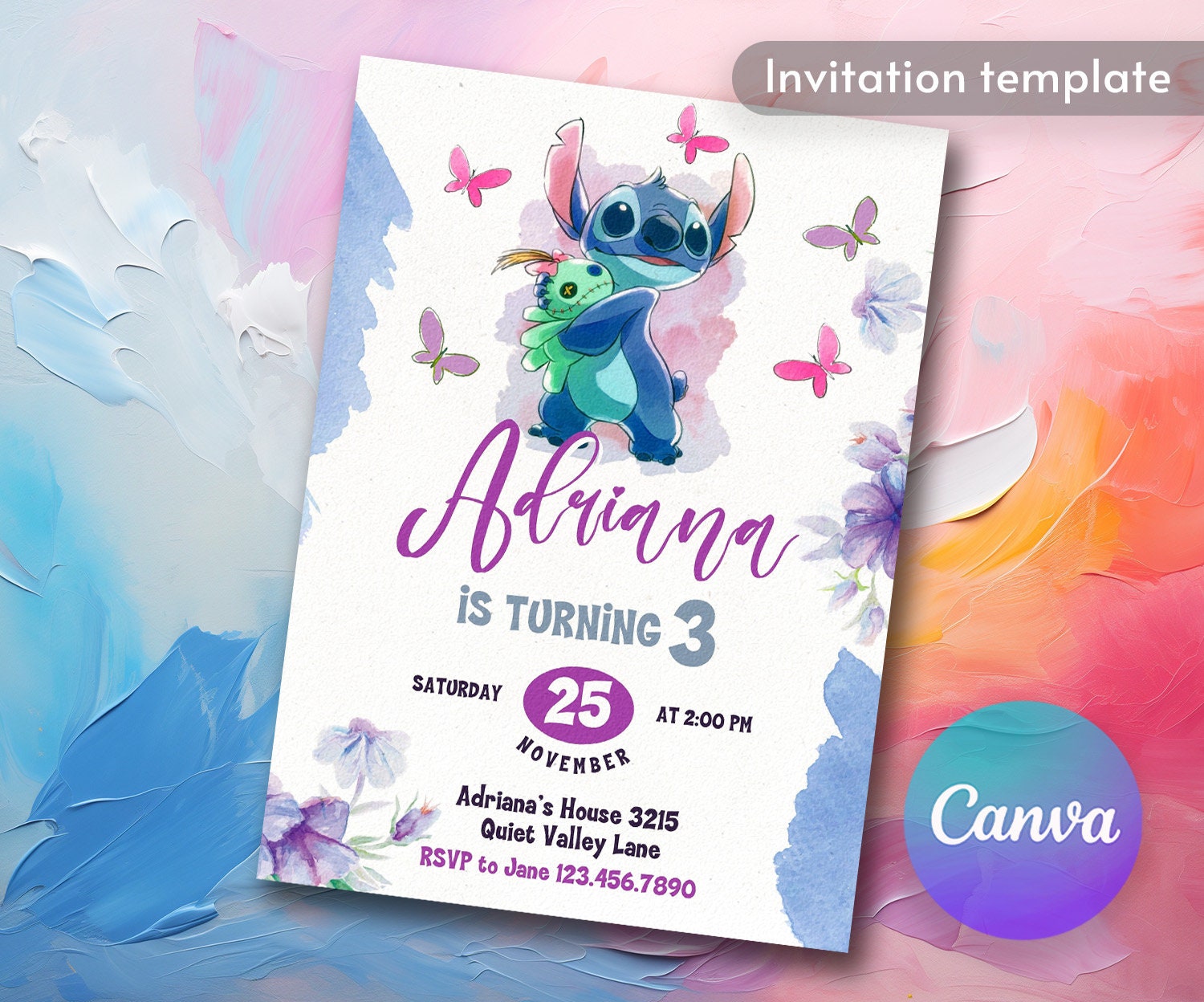 Printable Editable Stitch Invitation, Lilo and Stitch Birthday Invite ...