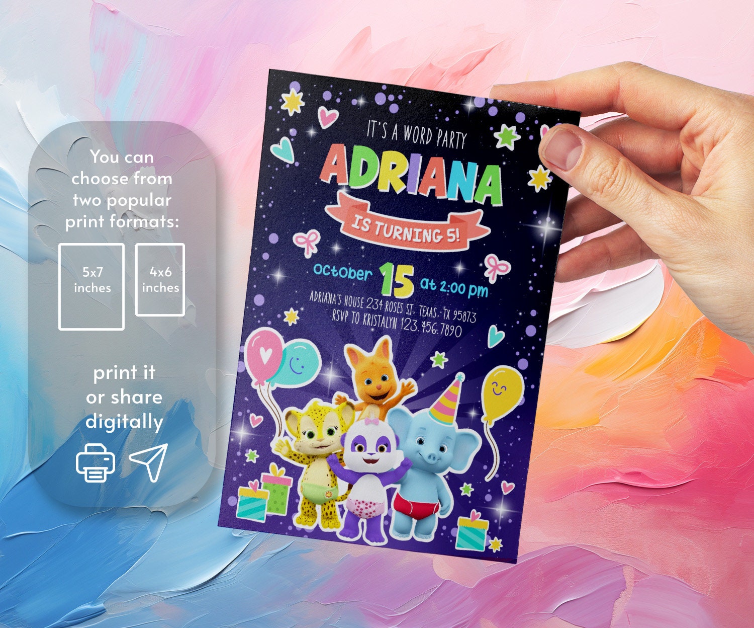 Printable Editable Word Party Invitation, Words Party Birthday Invite ...