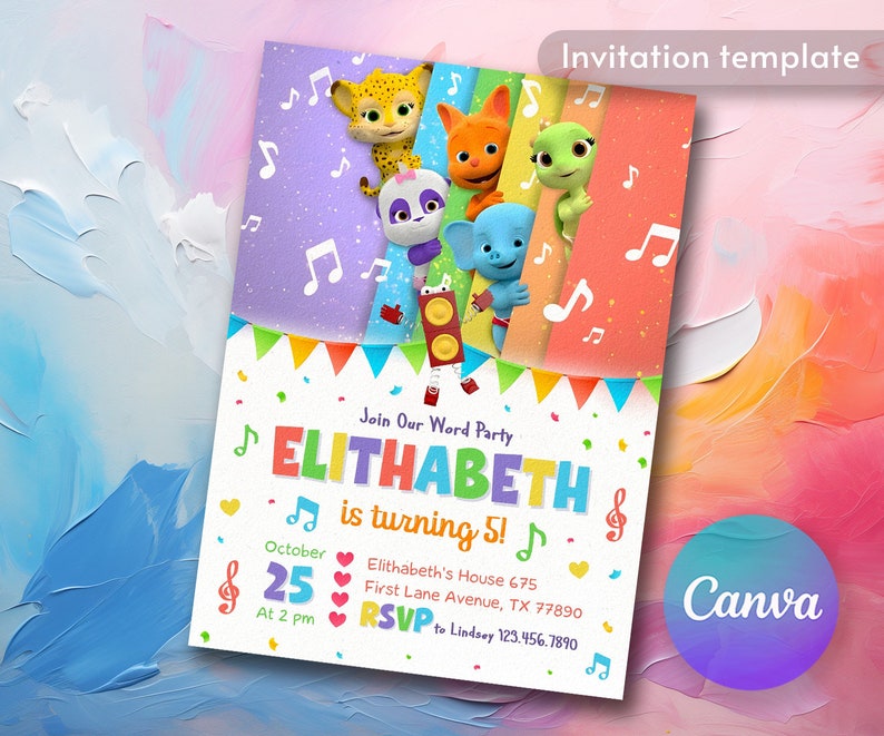 Printable Editable Word Party Invitation, Words Party Birthday Invite ...