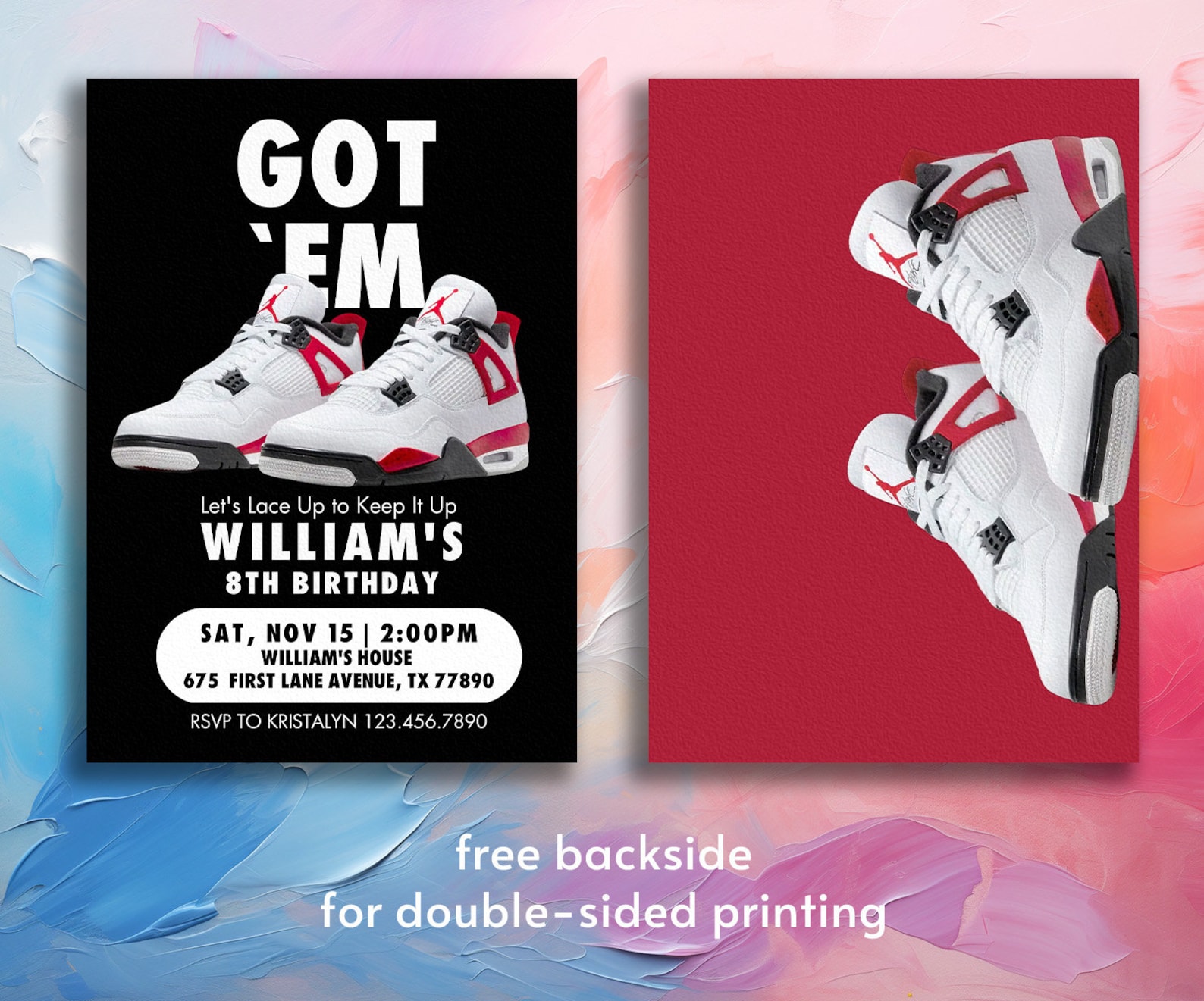 Sneaker Ball Birthday Invite, Printable Birthday Invitation, Editable ...