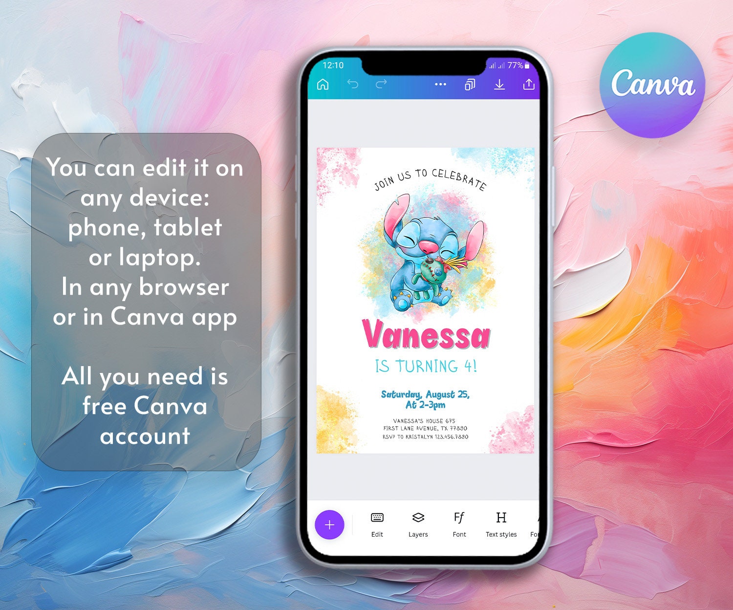 Printable Editable Stitch Invitation, Lilo and Stitch Birthday Invite ...