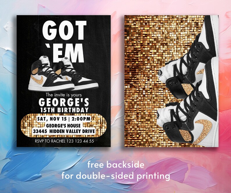 Sneaker Ball Birthday Invite, Printable Birthday Invitation, Editable ...