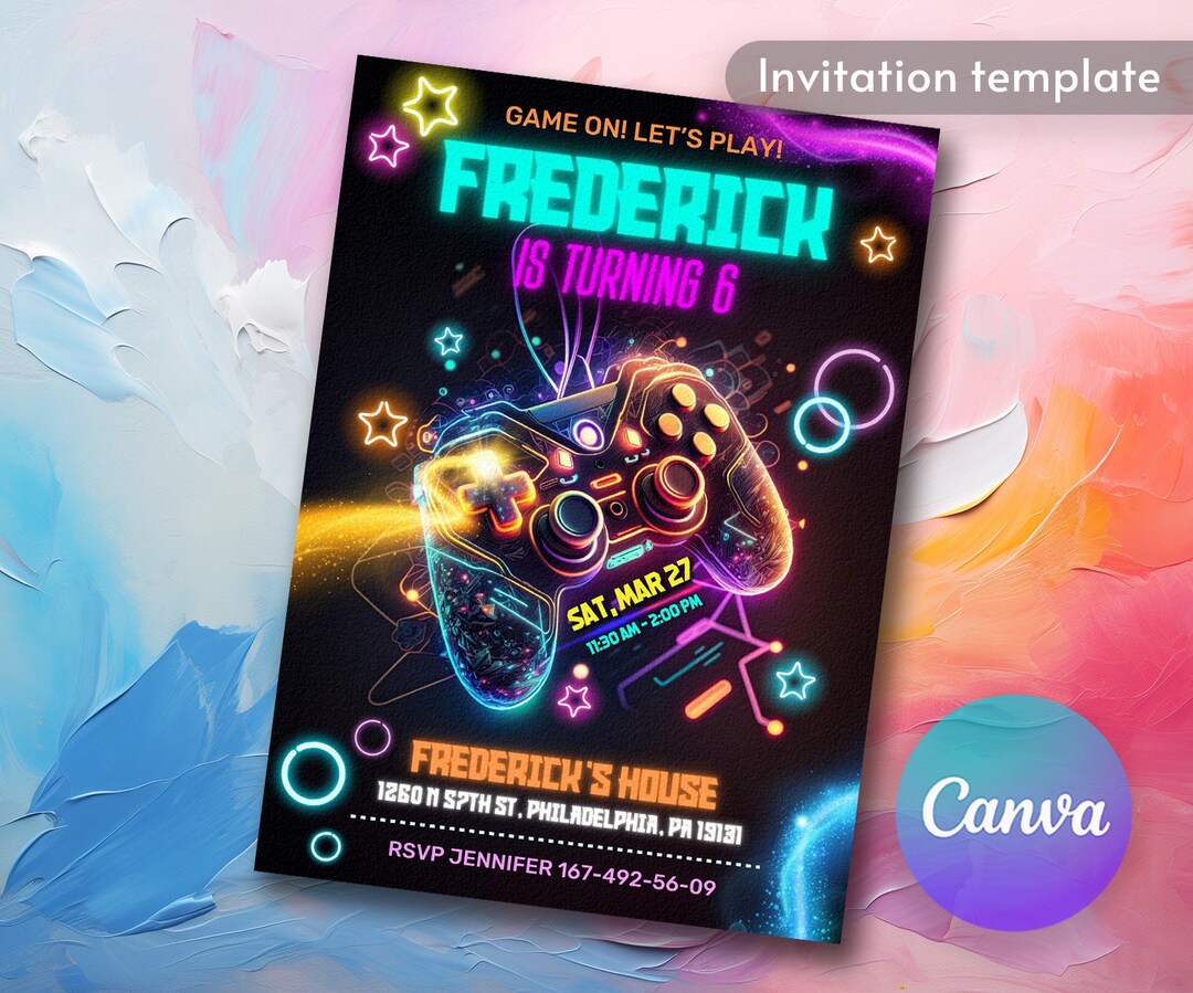 Game Invite, Gaming Birthday Invitation, Game Invitation, Game Instant ...