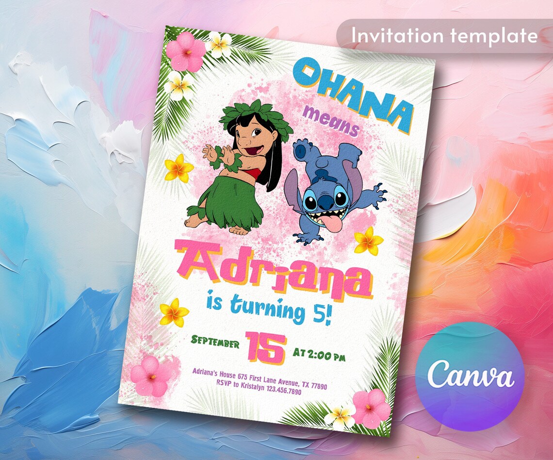 Printable Editable Stitch Invitation, Lilo and Stitch Birthday Invite ...