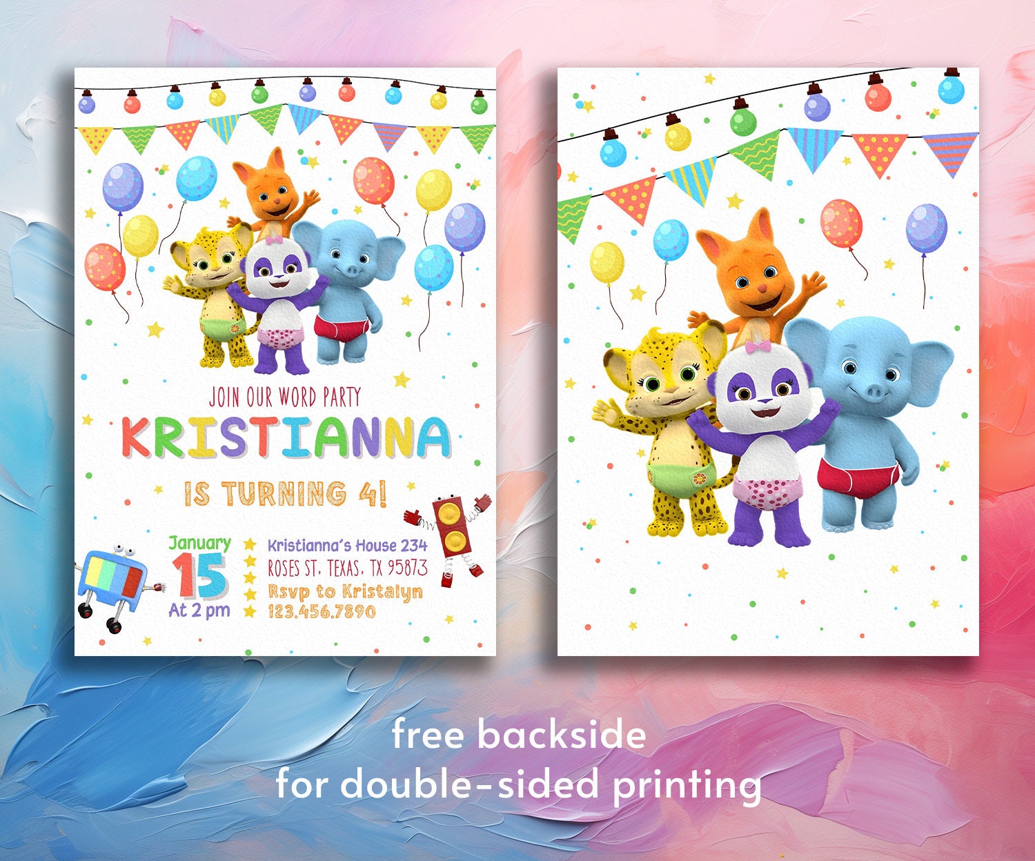 Printable Editable Word Party Invitation, Words Party Birthday Invite ...