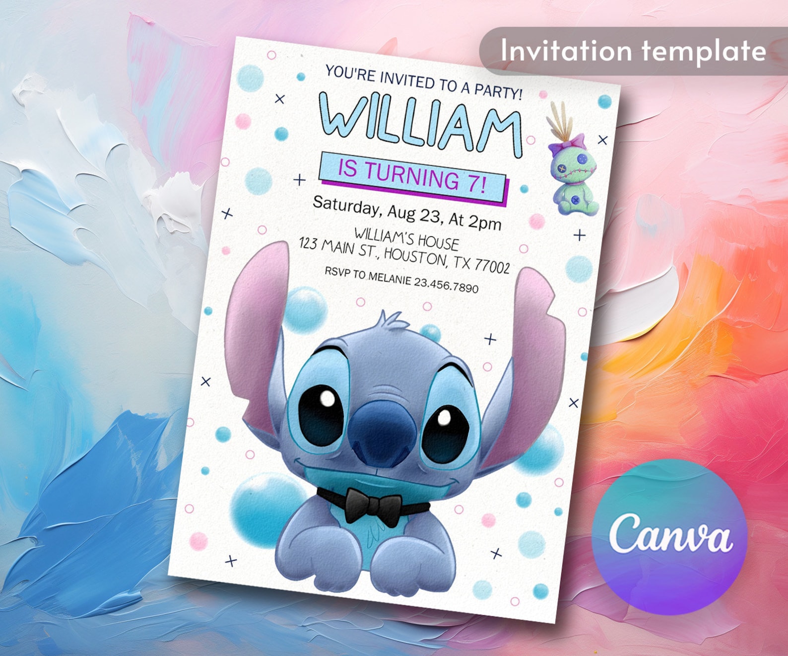 Printable Editable Stitch Invitation, Lilo and Stitch Birthday Invite ...