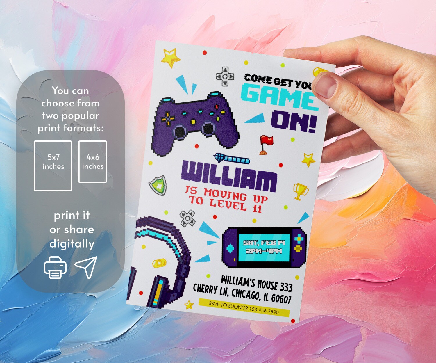 Game Invitation, Game Invite, Gaming Birthday Invitation, Game Instant ...