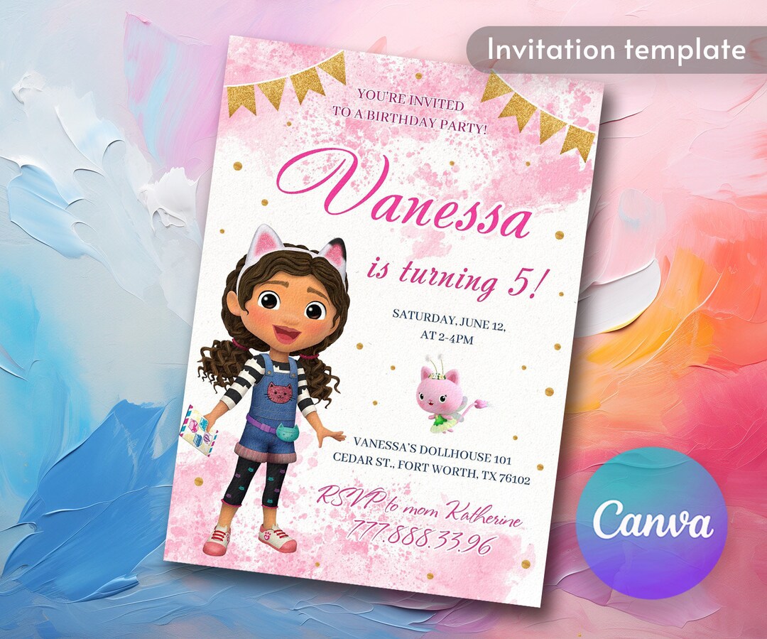 Kitten Invitation, Cat Invite, Printable Invitation, Editable Birthday ...