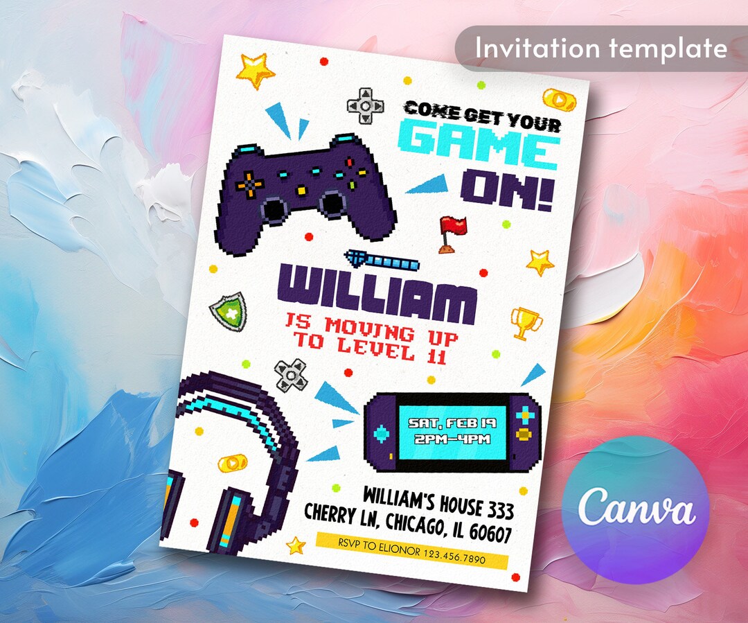 Game Invitation, Game Invite, Gaming Birthday Invitation, Game Instant ...