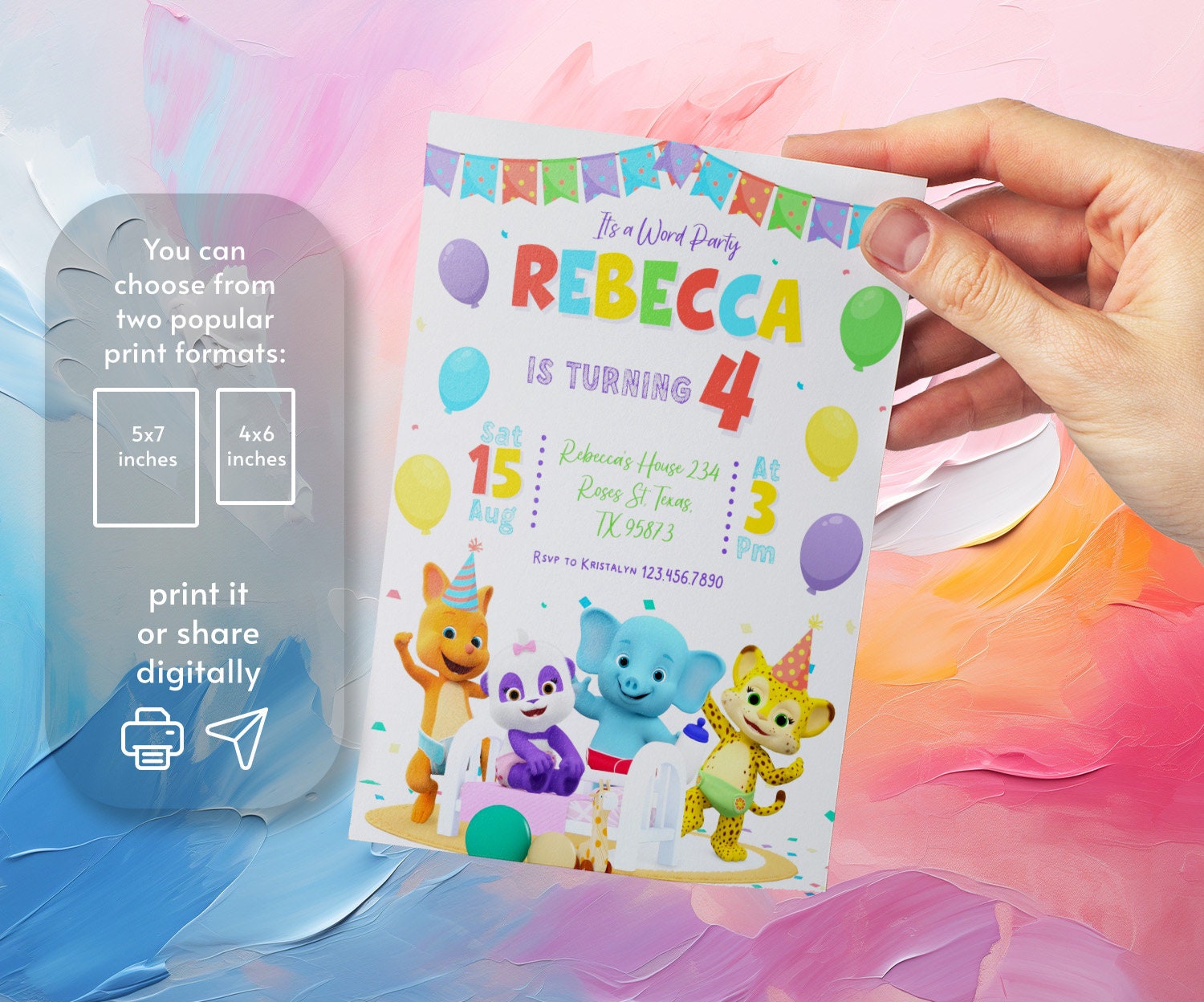 Printable Editable Word Party Invitation, Words Party Birthday Invite ...