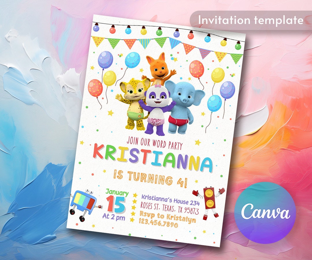 Printable Editable Word Party Invitation, Words Party Birthday Invite ...