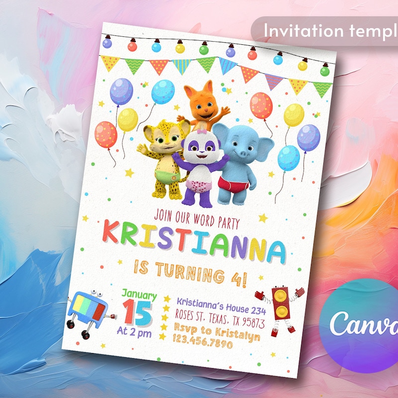 Word Party Invitations - Etsy