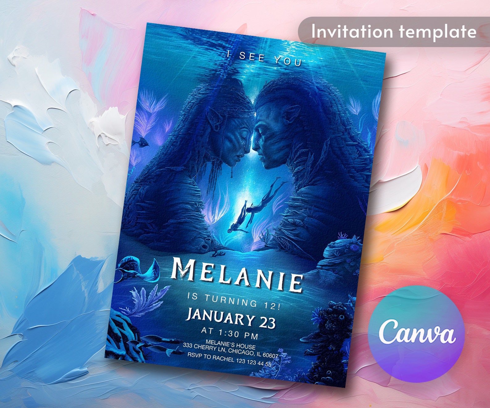Printable Avatar 2 Invitation, Pandora Editable Birthday Invite, Avatar ...