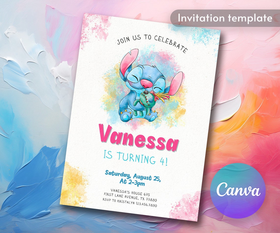 Printable Editable Stitch Invitation, Lilo and Stitch Birthday Invite ...