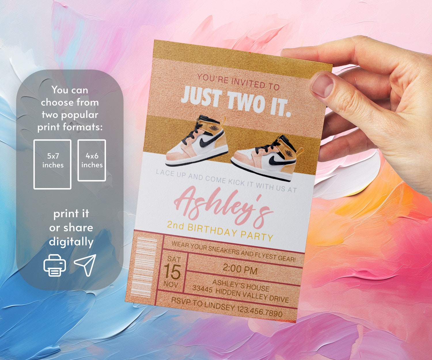 Sneaker Ball Birthday Invite, Printable Birthday Invitation, Editable ...