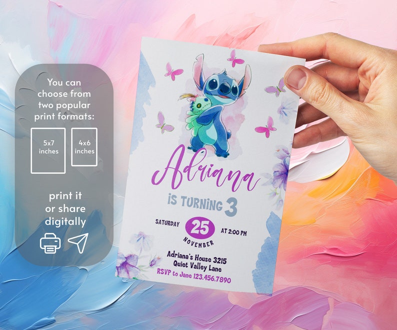 Printable Editable Stitch Invitation, Lilo and Stitch Birthday Invite ...