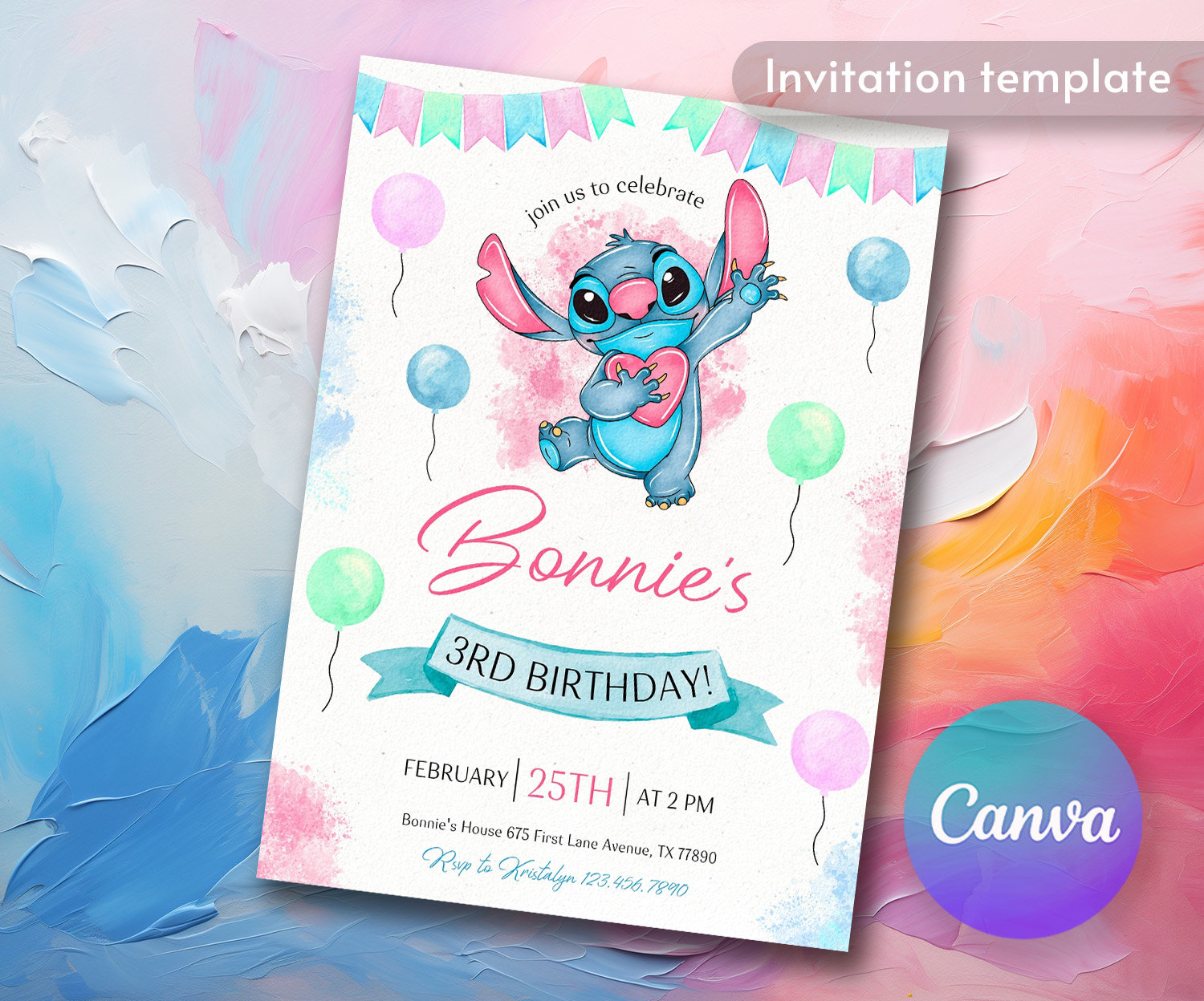 Printable Editable Stitch Invitation, Lilo and Stitch Birthday Invite ...