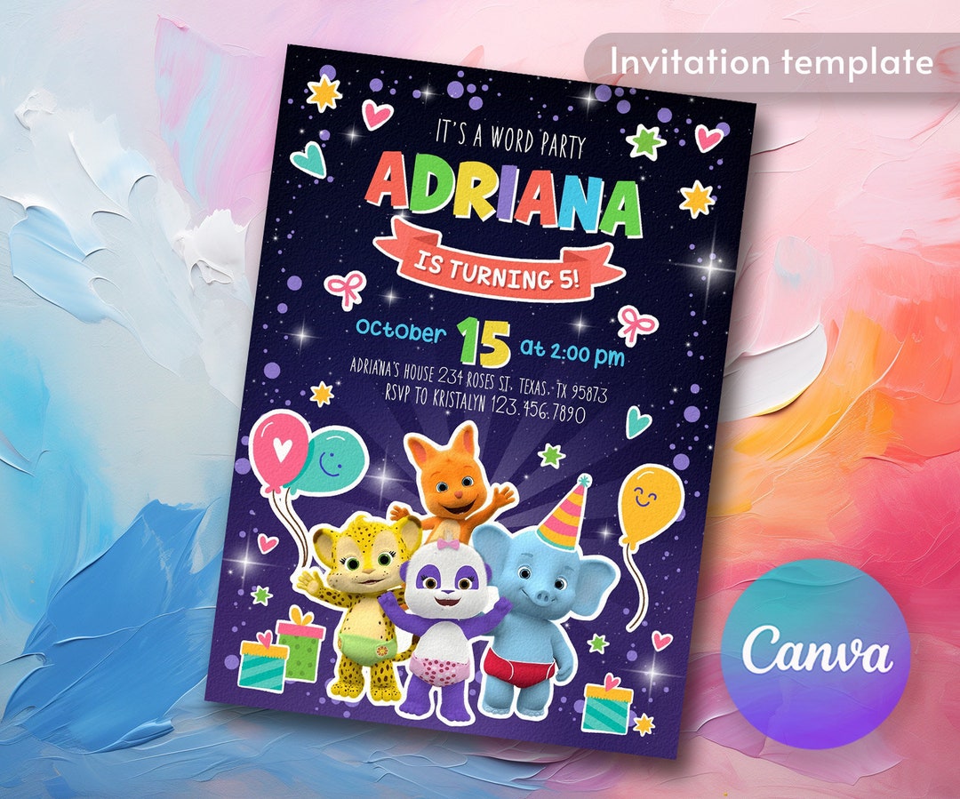 Printable Editable Word Party Invitation, Words Party Birthday Invite ...