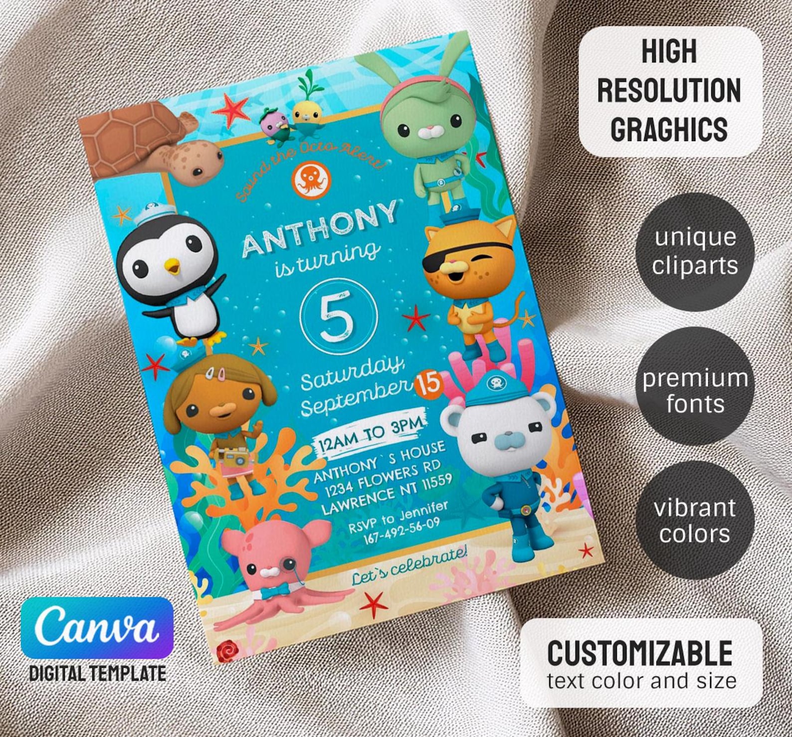 Octonauts invitation, printable editable birthday invite, Captain ...