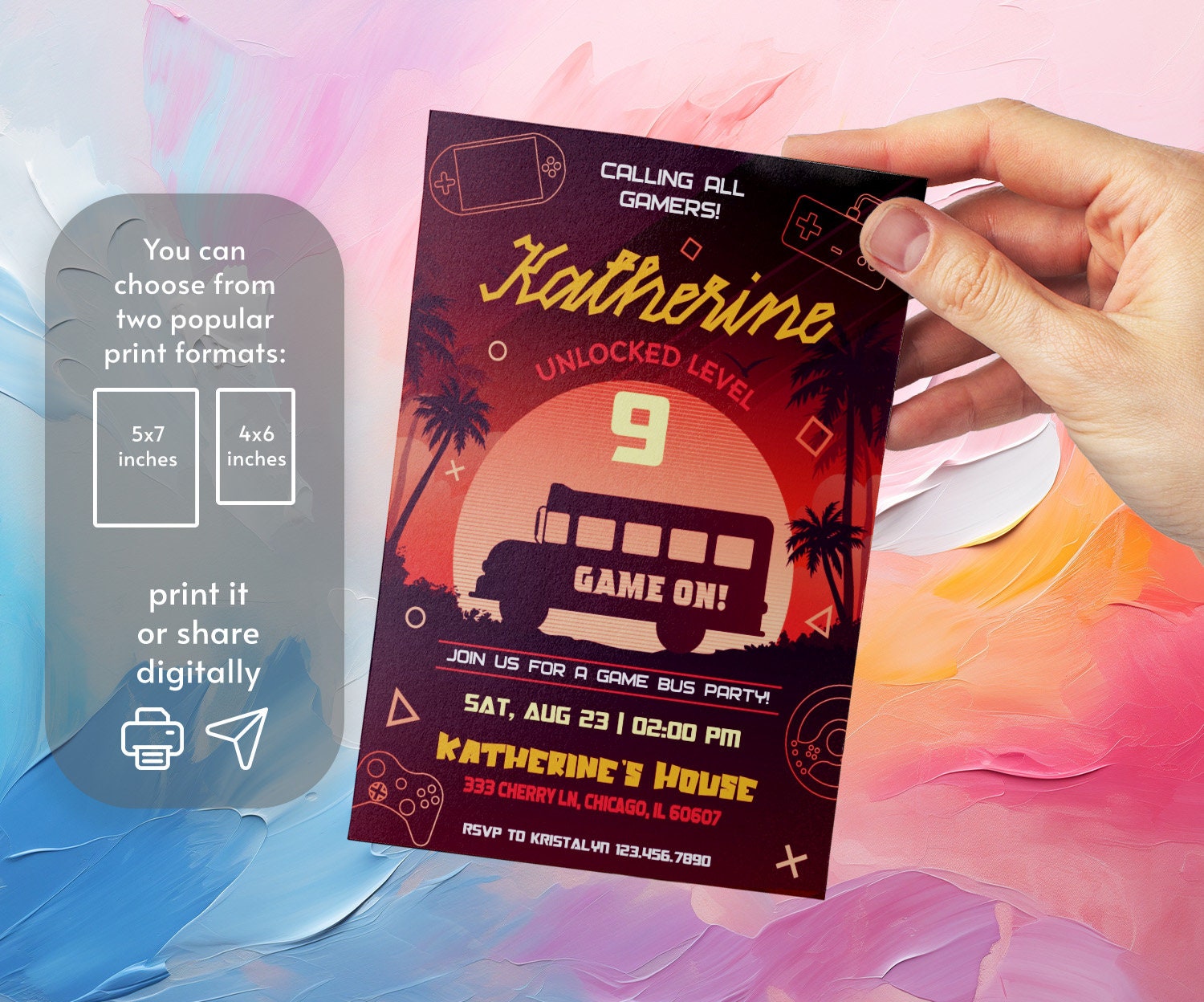 Game Bus Invite, Gaming Birthday Invitation, Game Invitation, Gamebus ...