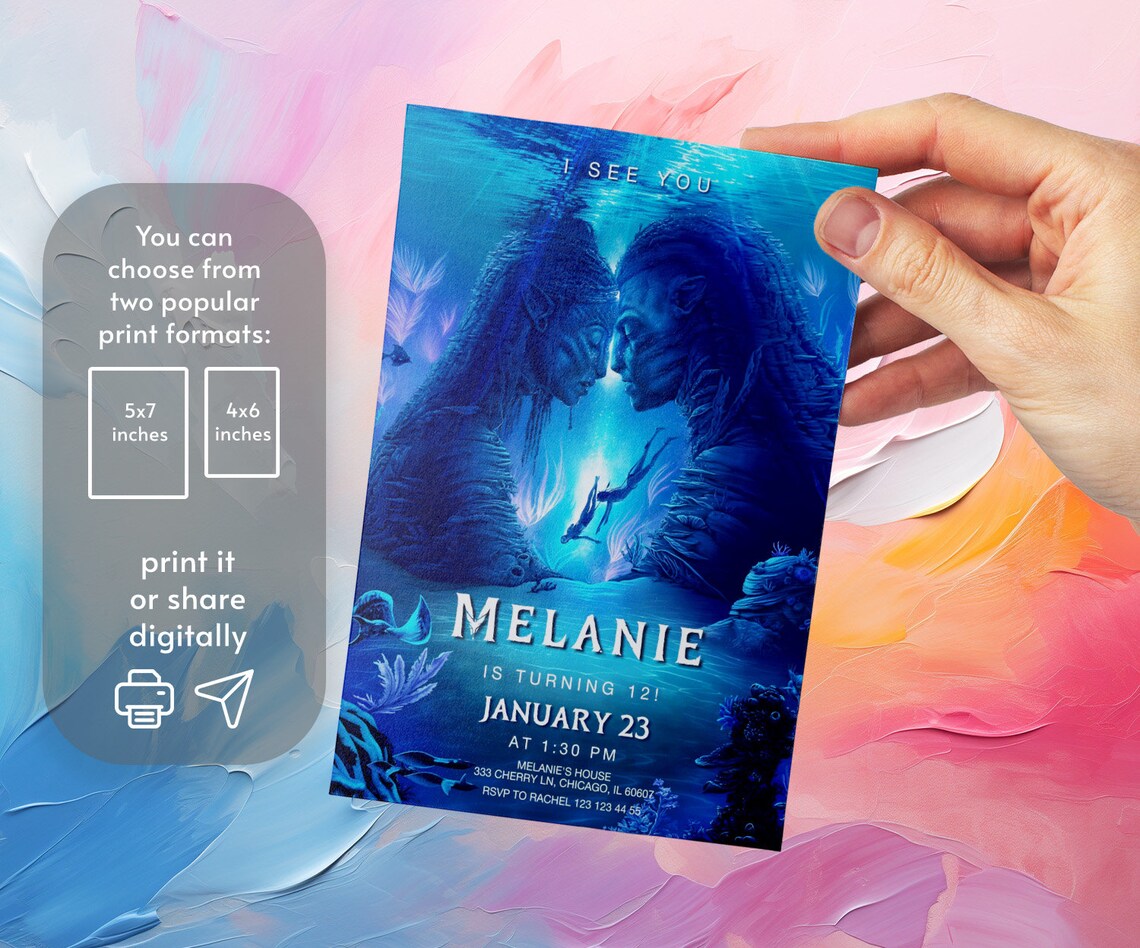 Printable Avatar 2 Invitation, Pandora Editable Birthday Invite, Avatar ...
