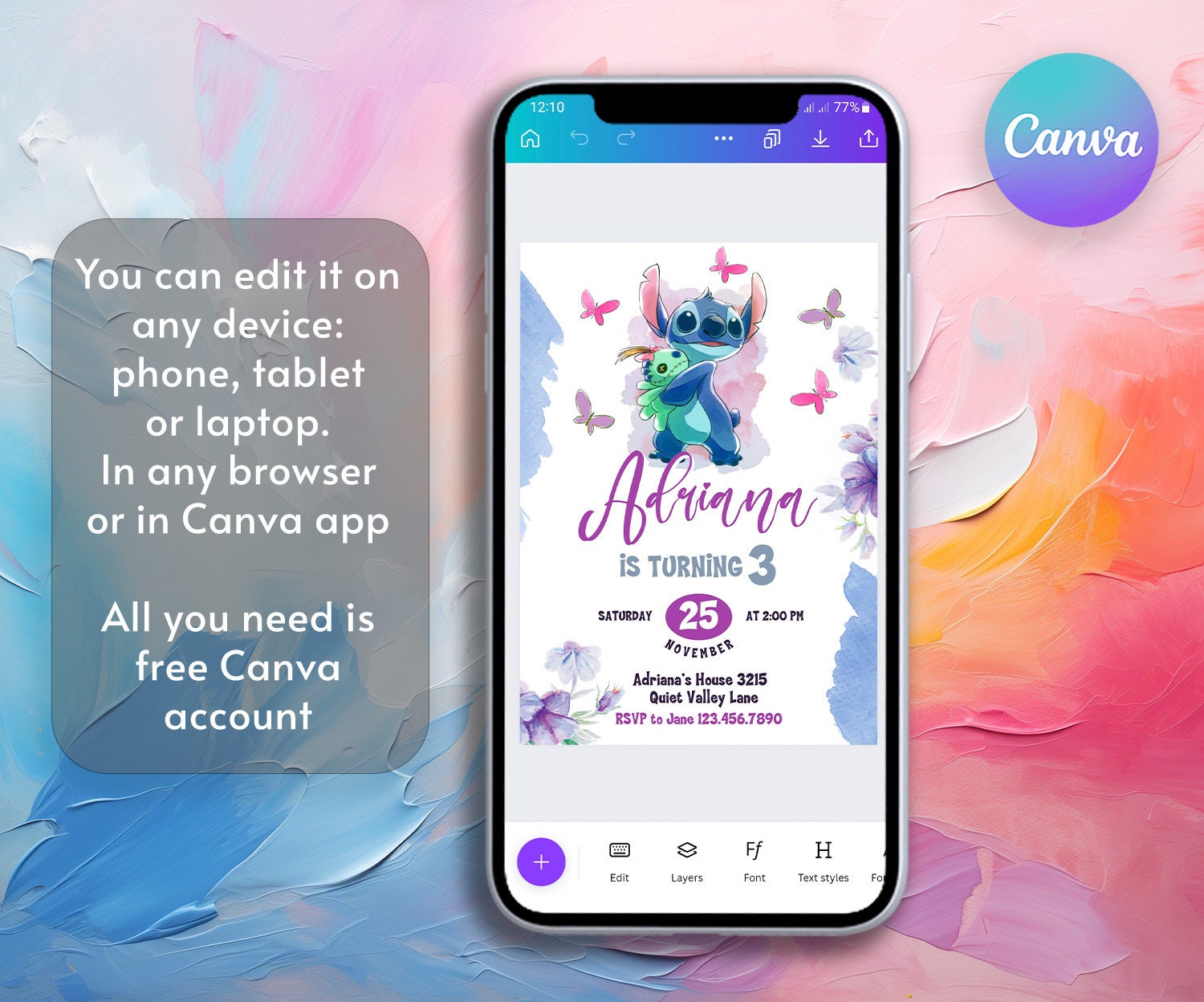 Printable Editable Stitch Invitation, Lilo and Stitch Birthday Invite ...