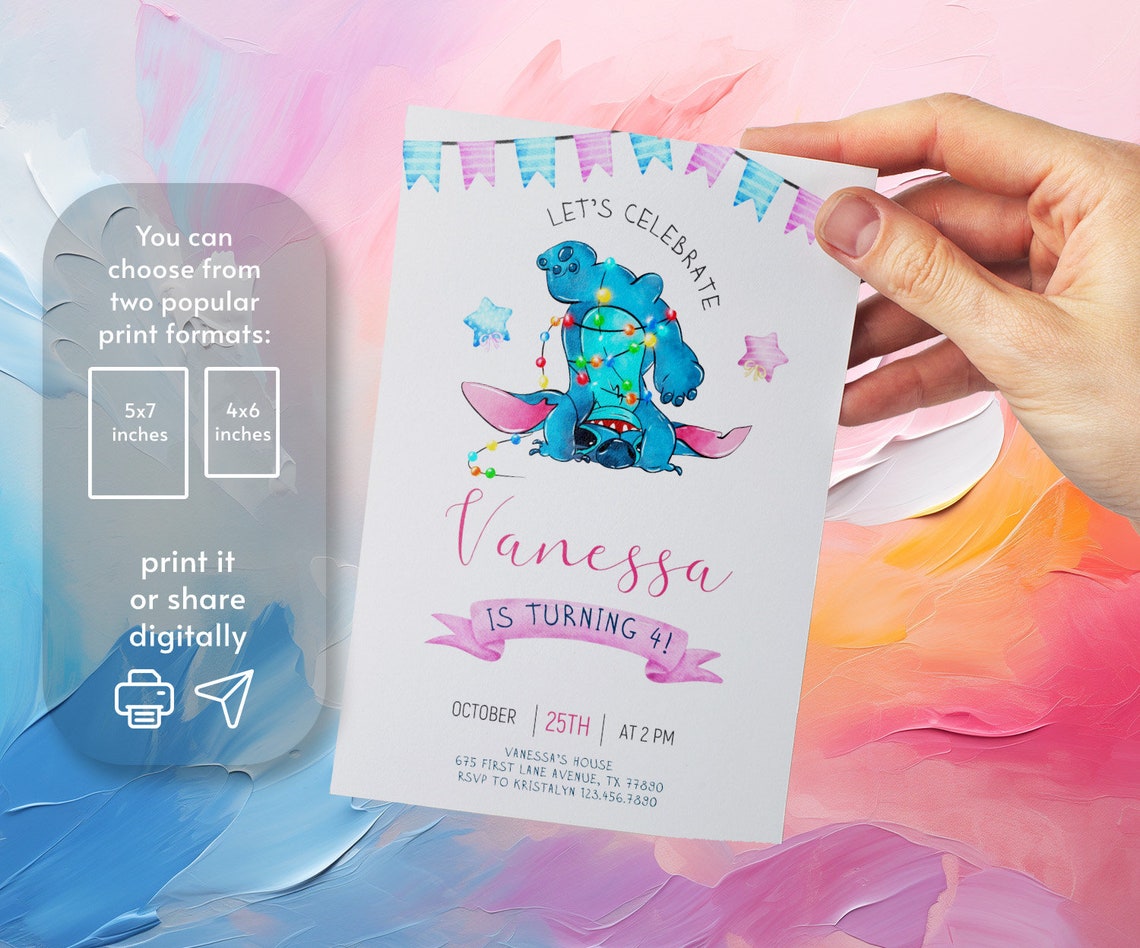 Printable Editable Stitch Invitation, Lilo and Stitch Birthday Invite ...