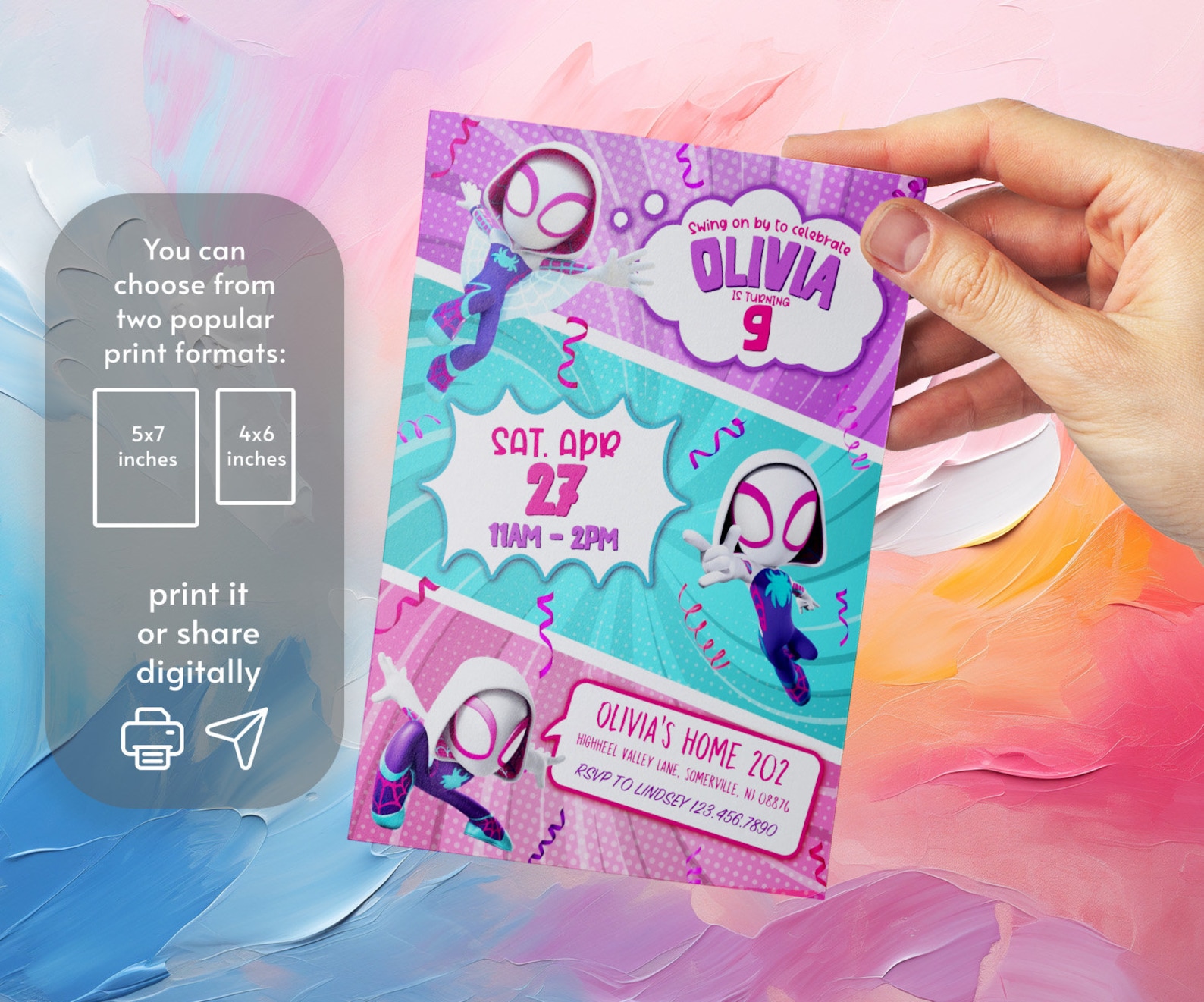Gwen Birthday Invitation, Spider-verse Girl Birthday Invite, Editable ...