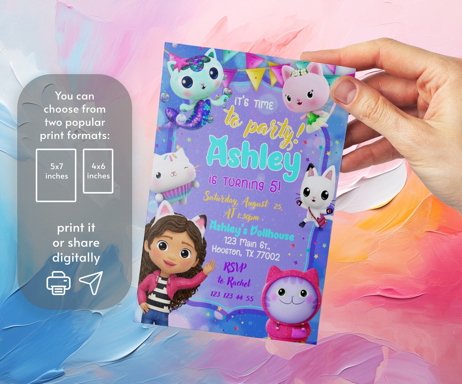 Kitten Invitation, Cat Invite, Printable Invitation, Editable Birthday ...