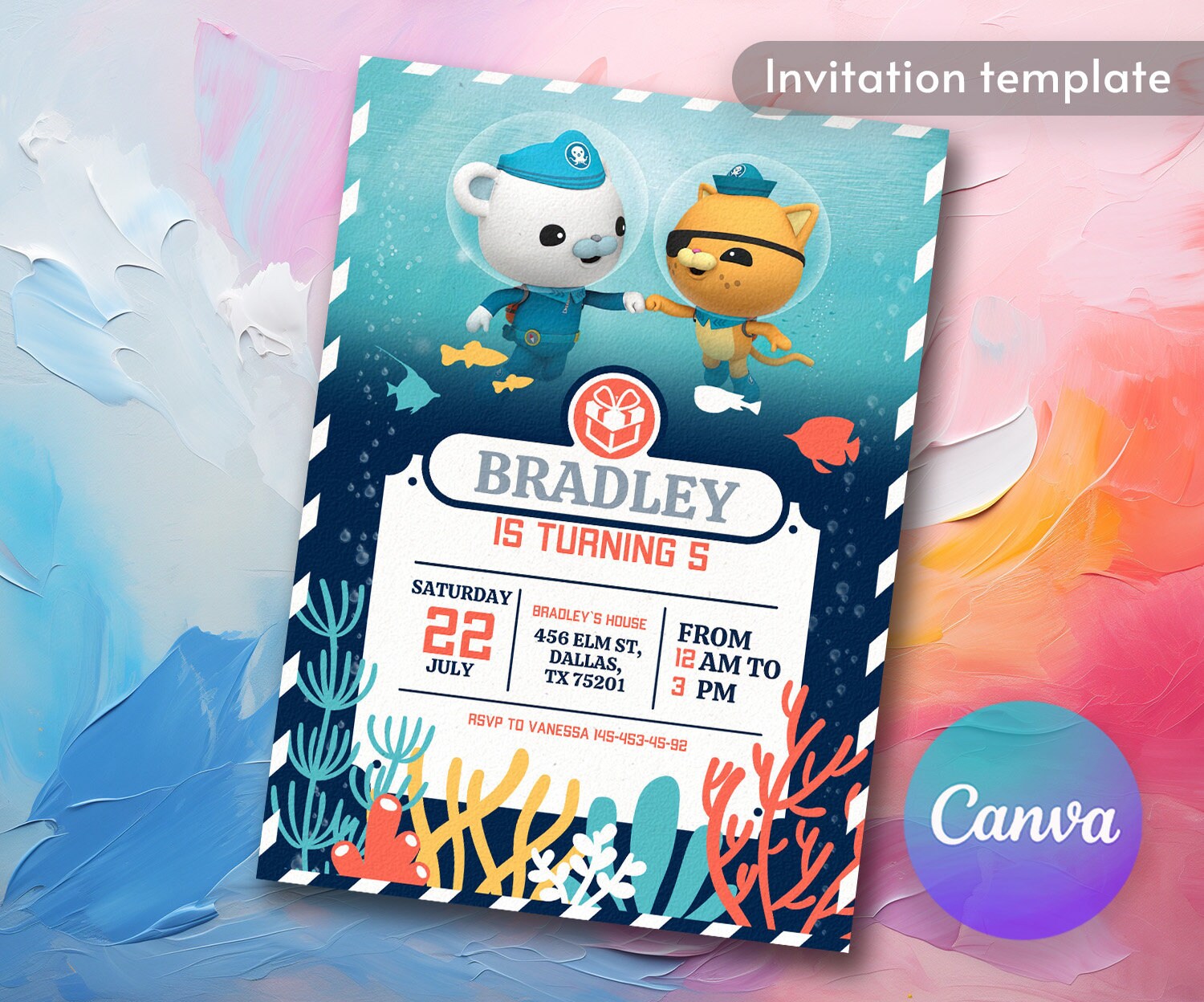 Octonauts Invitation, Printable Editable Birthday Invite, Captain ...