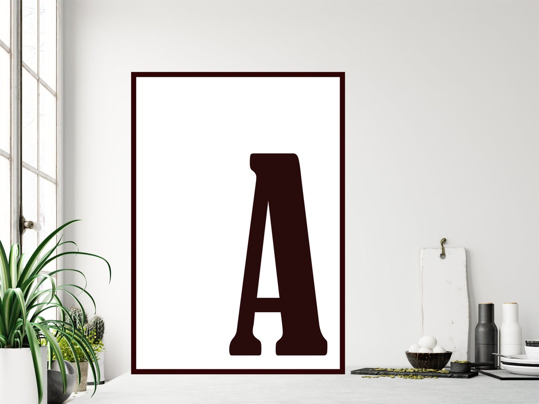 Alphabet Letter Black and White Poster Print. Large Initial Wall Art ...