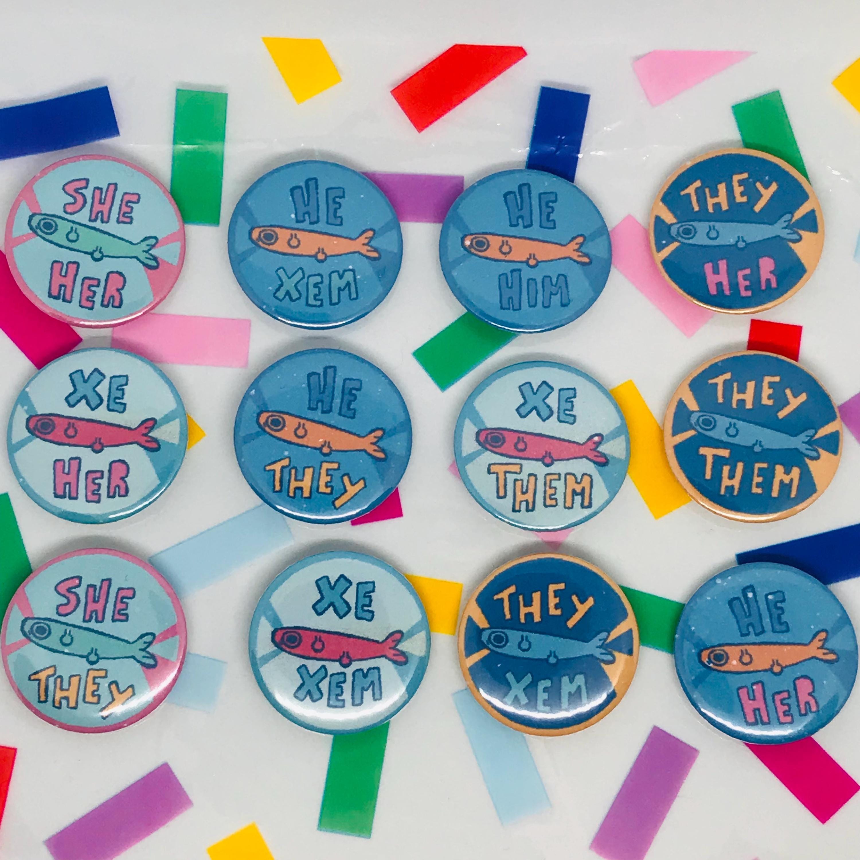 Fish Mini Pronoun Pins !! | Badges - Etsy