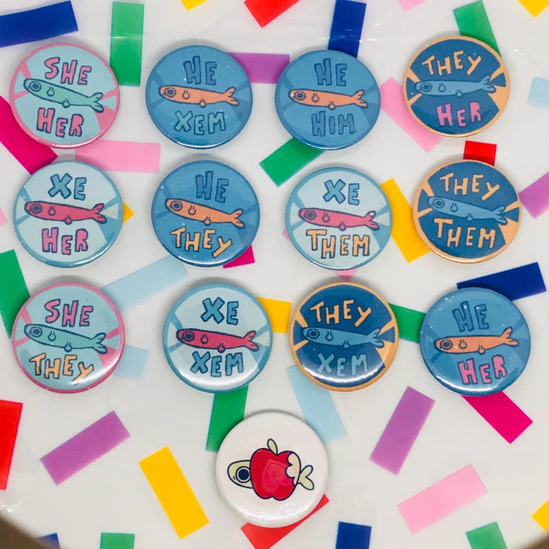 Mini Pronouns Pins - Etsy UK