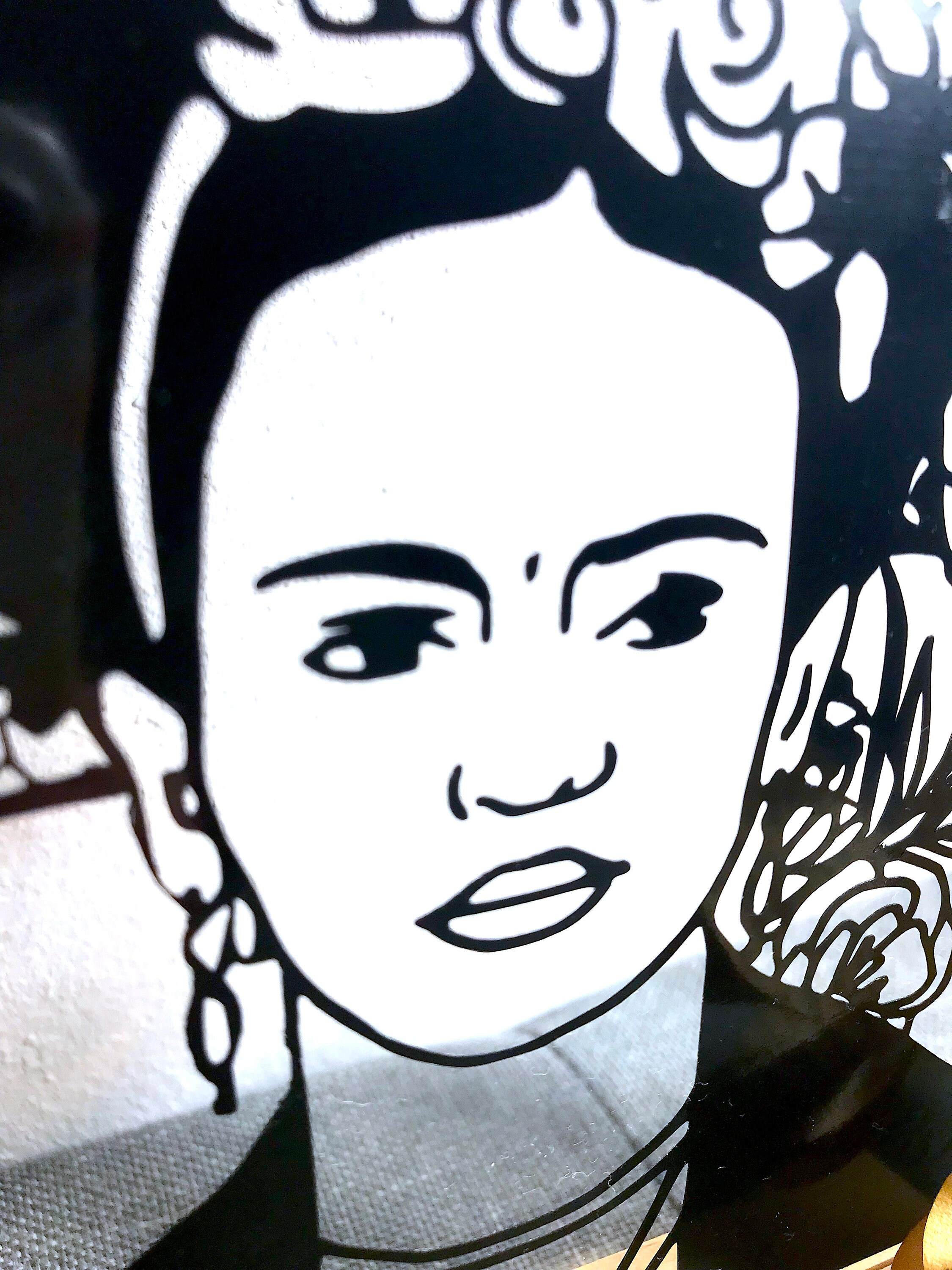 Frida Kahlo Portrait Acrylic Plaque, Line Art Frida Kahlo Silhouette ...